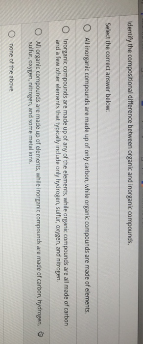 Solved Identify the compositional difference between organic | Chegg.com