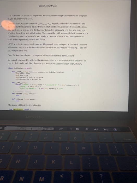 Solved Bank Account Class This homework is a multi-step | Chegg.com