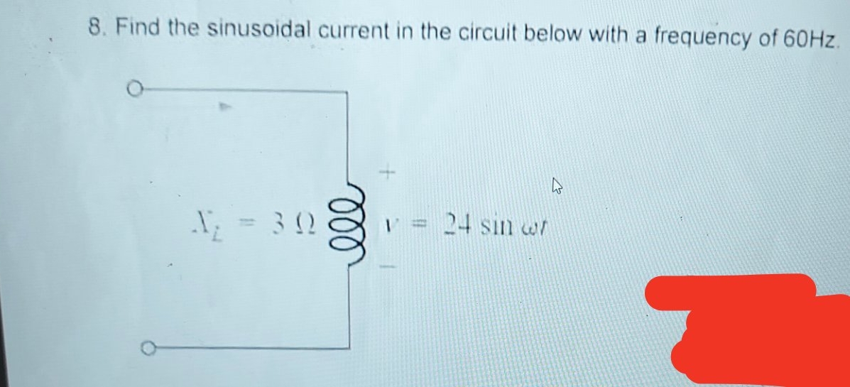 Solved Find the sinusoidal current in the circuit below with | Chegg.com