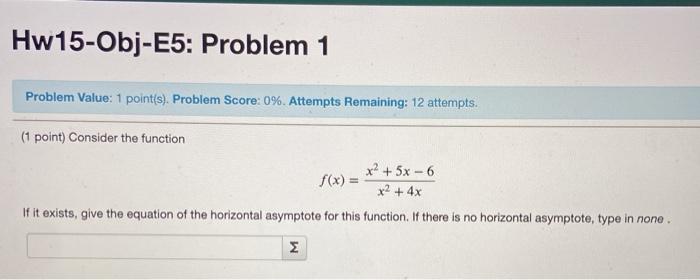 Solved Hw15-Obj-E5: Problem 1 Problem Value: 1 point(s). | Chegg.com