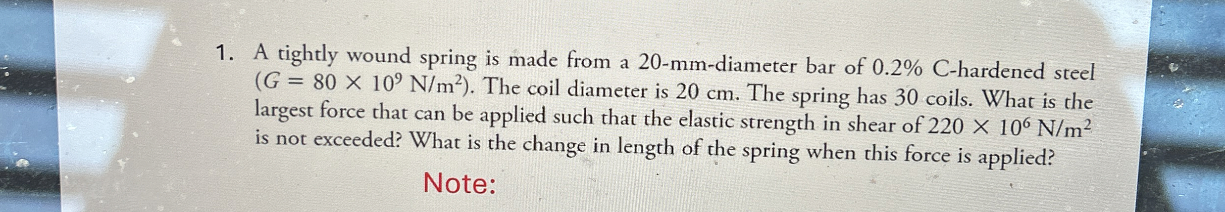 Solved A tightly wound spring is made from a 20 -mm-diameter | Chegg.com