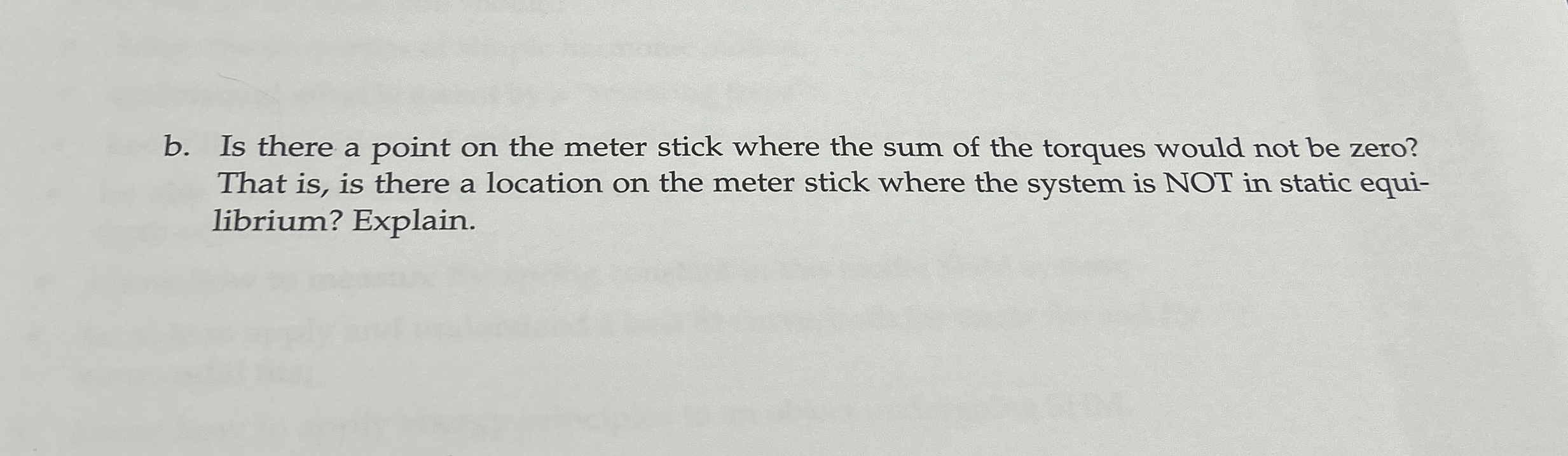 Solved b. ﻿Is there a point on the meter stick where the sum | Chegg.com