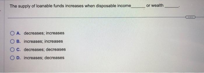 Solved The supply of loanable funds increases when | Chegg.com