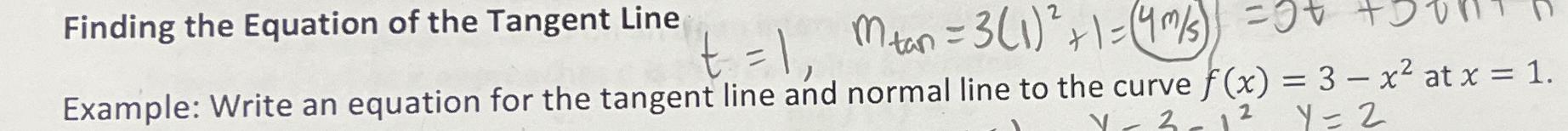 Solved Finding the Equation of the Tangent Line Example: | Chegg.com