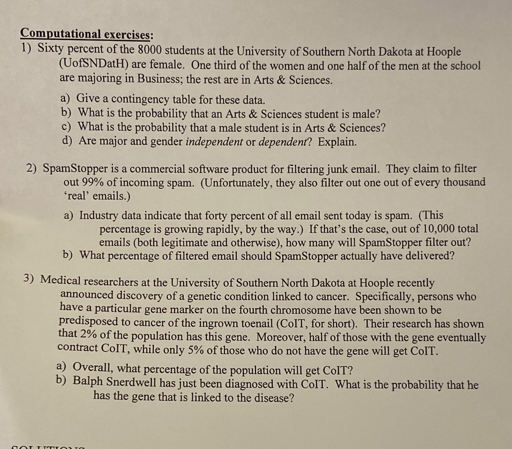 Solved Computational exercises:Sixty percent of the 8000 | Chegg.com