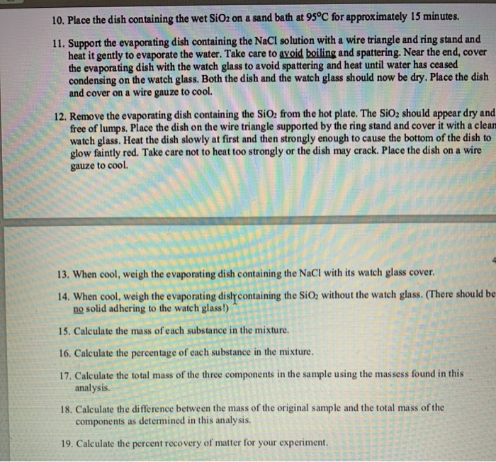 Solved 2. Procedure. Part I. Separation of NH4Cl from NaCl | Chegg.com