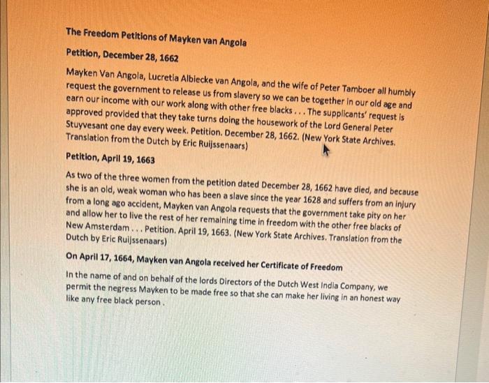 1. What reasons does Mayken give for needing her | Chegg.com
