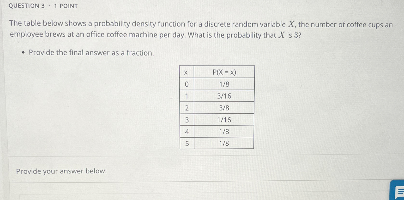 Solved QUESTION 3 - 1 ﻿POINTThe table below shows a | Chegg.com