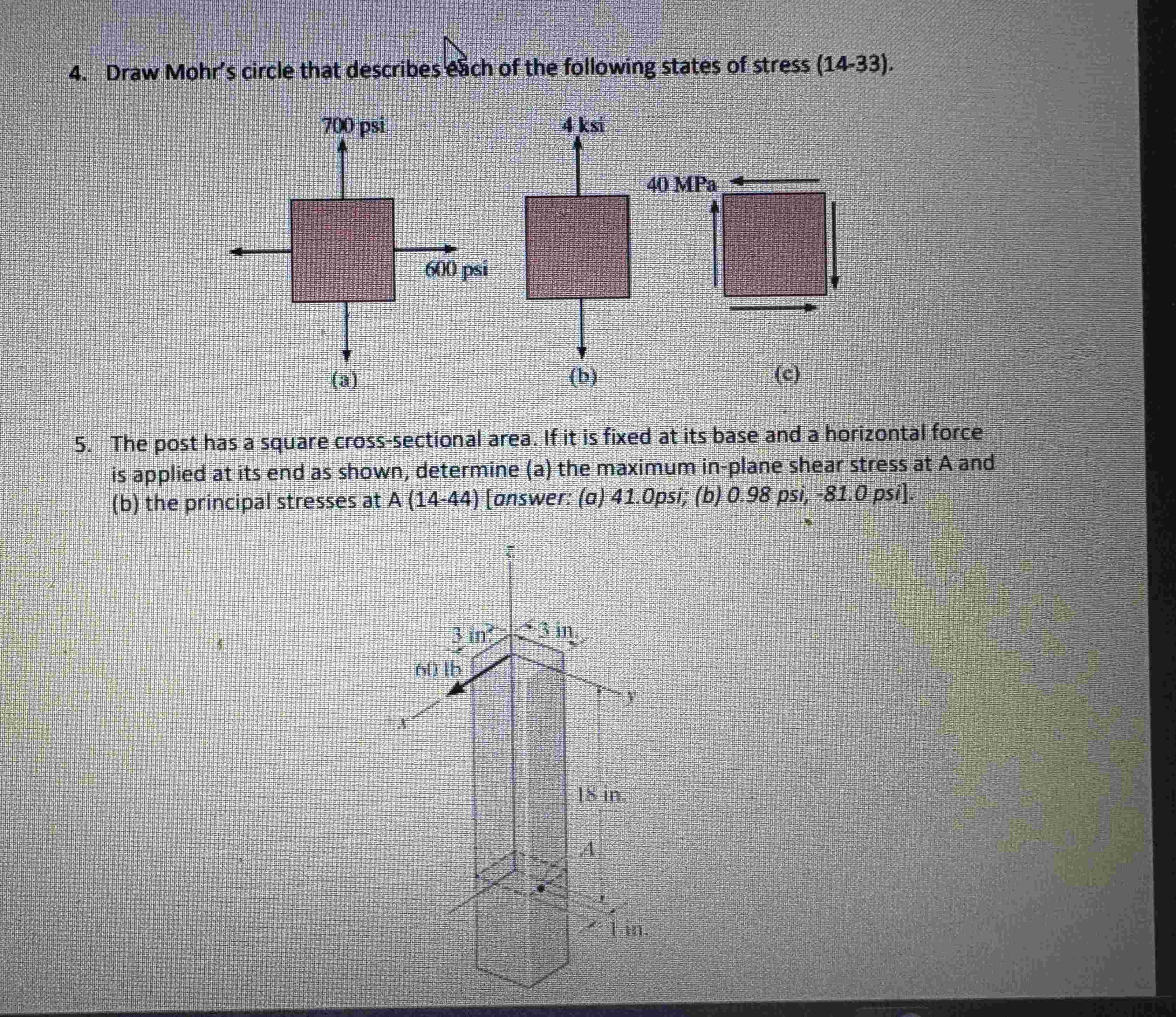 Solved Draw Mohr's circle that describes efich of the | Chegg.com
