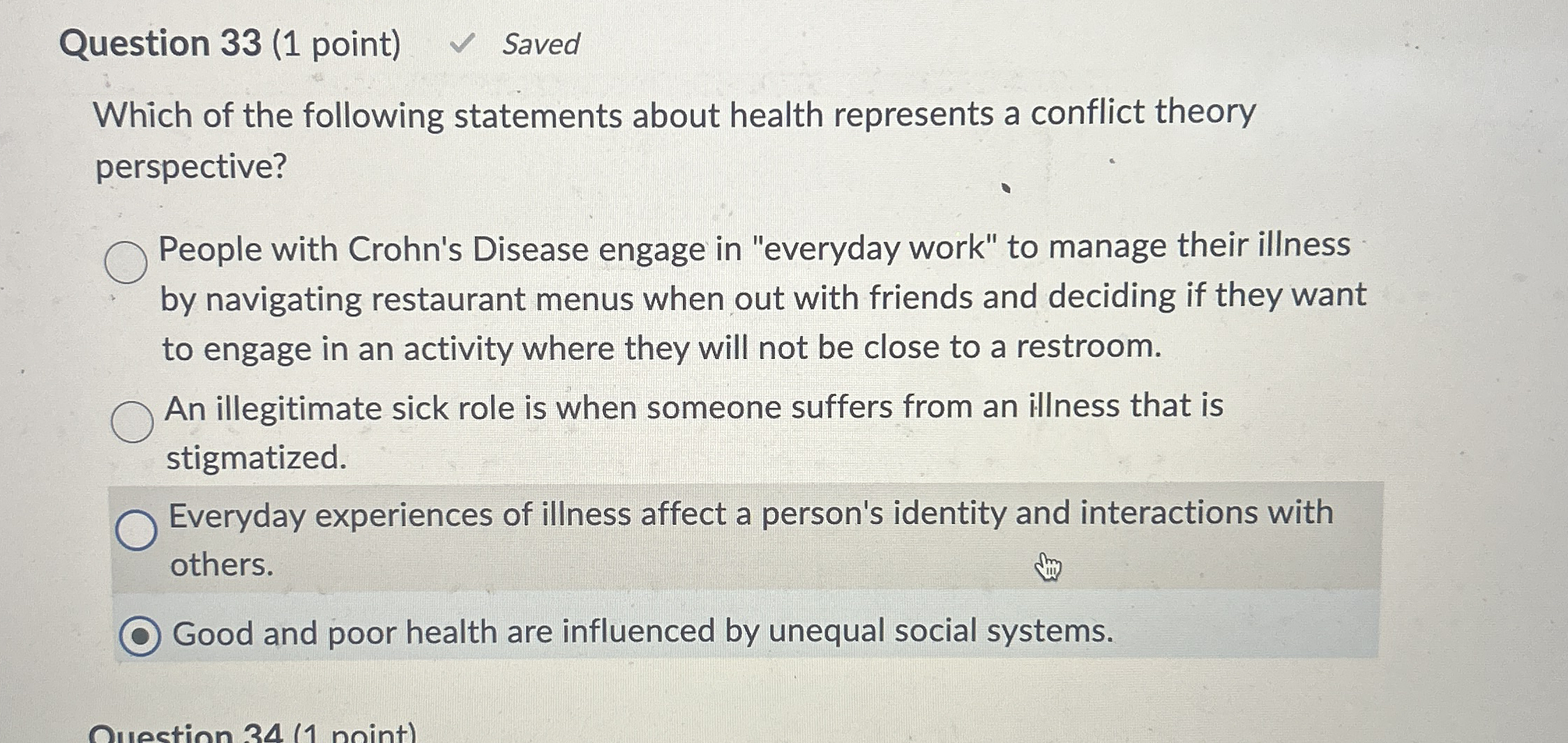 Solved Question 33 (1 ﻿point)SavedWhich of the following | Chegg.com