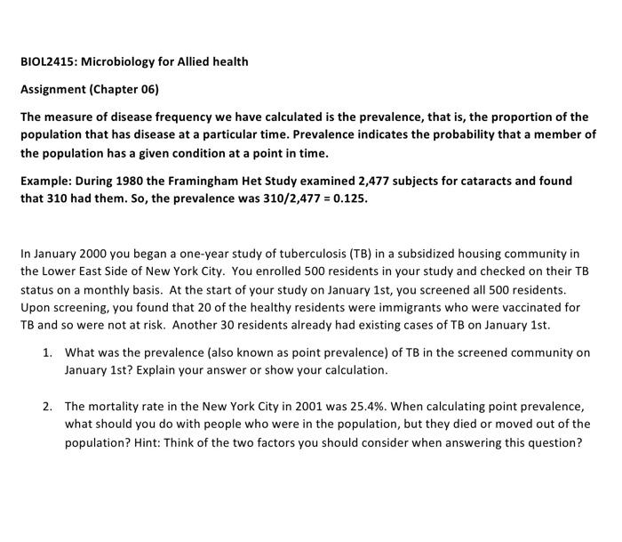 BIOL2415: Microbiology for Allied health Assignment | Chegg.com