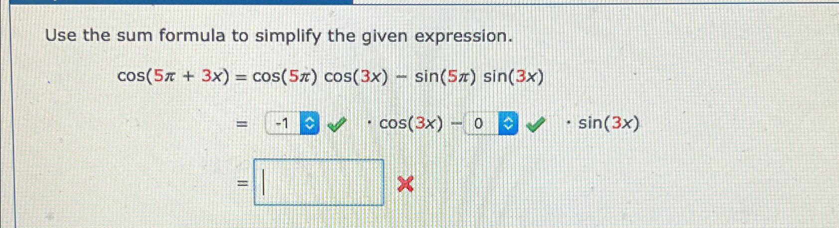 Solved Use the sum formula to simplify the given | Chegg.com