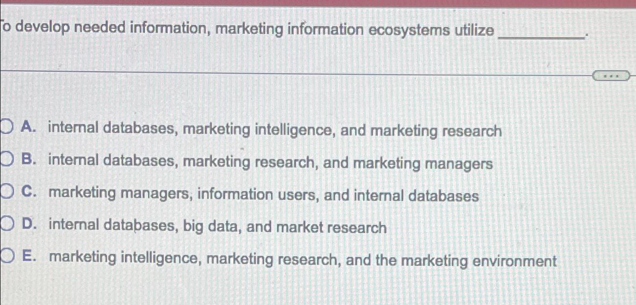 Solved o develop needed information, marketing information | Chegg.com