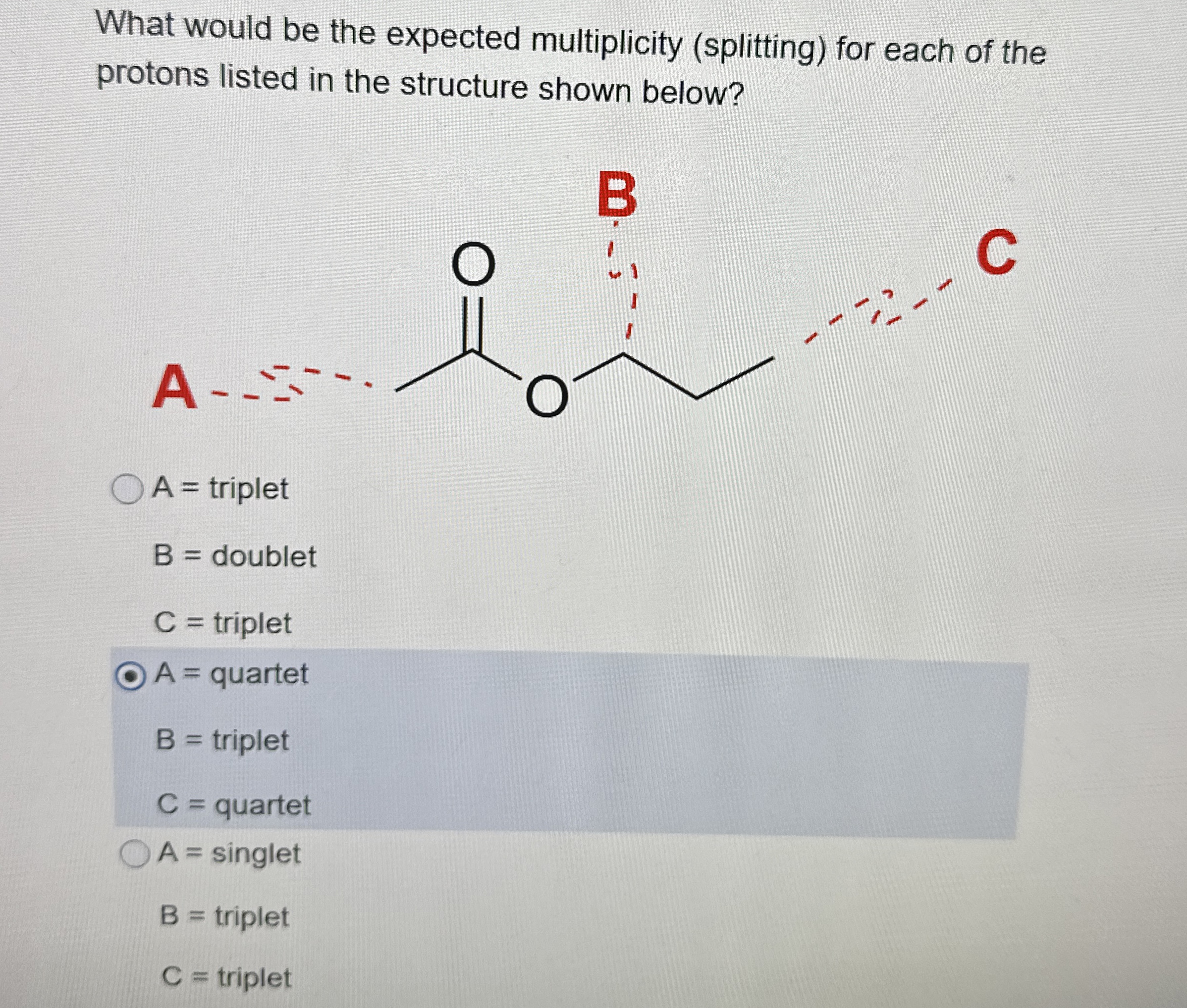 Solved What would be the expected multiplicity (splitting) | Chegg.com
