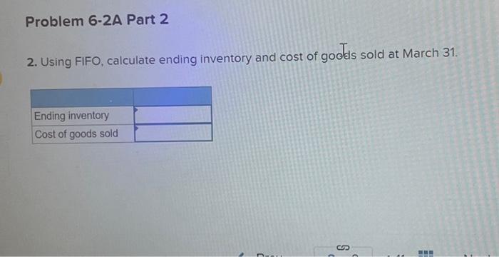 Solved Required information Problem 6-2A Calculate ending | Chegg.com