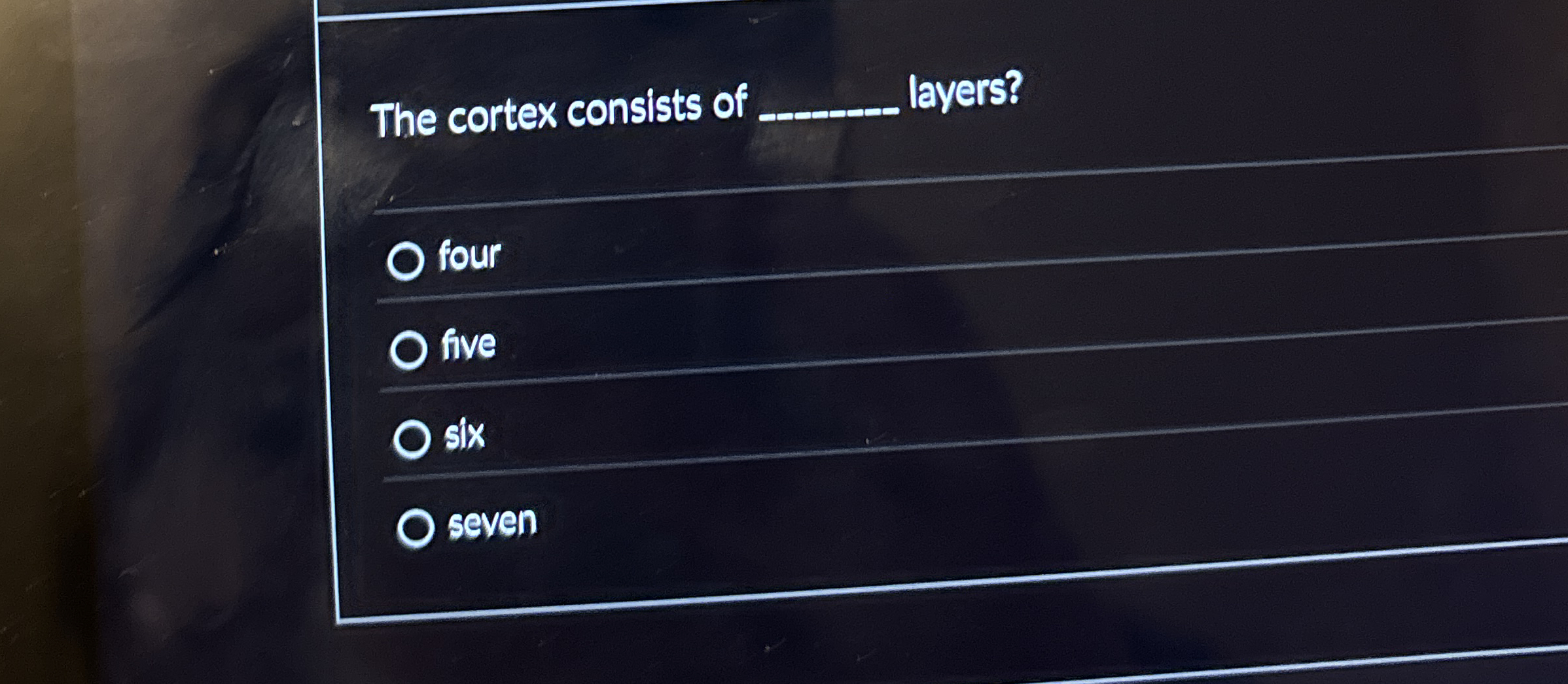 Solved The cortex consists of q, ﻿layers?fourfivesixseven | Chegg.com