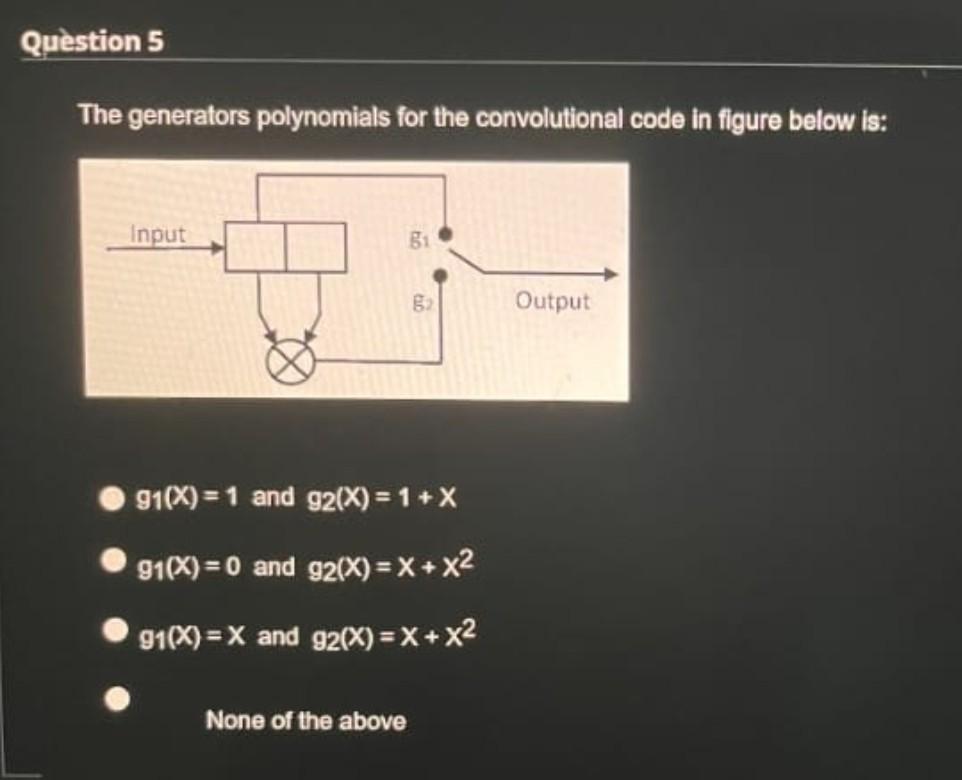 Solved The generators polynomials for the convolutional code | Chegg.com