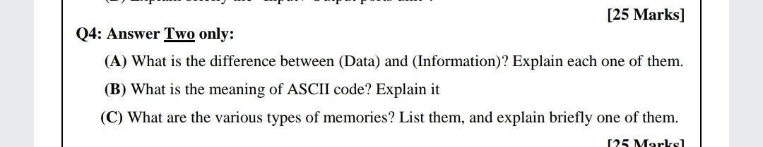 Solved [25 Marks] Q4: Answer Two only: (A) What is the | Chegg.com