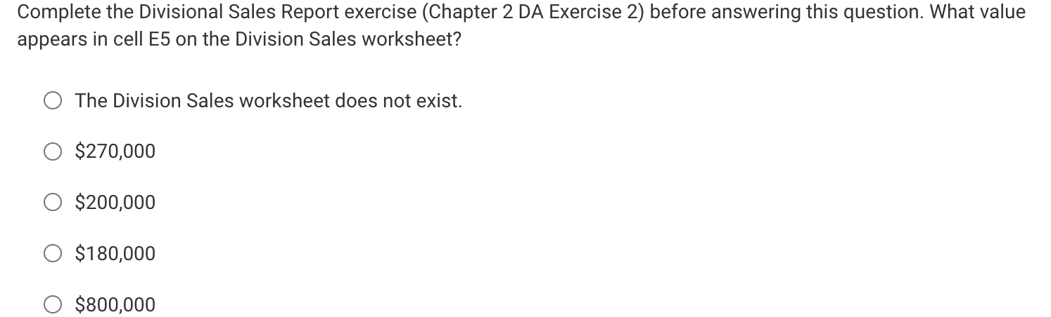 Solved Complete the Divisional Sales Report exercise | Chegg.com