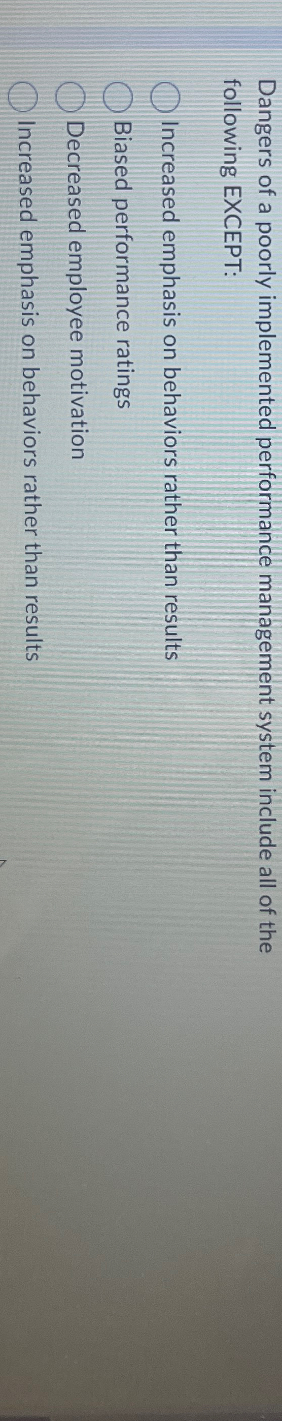 Solved Dangers of a poorly implemented performance | Chegg.com