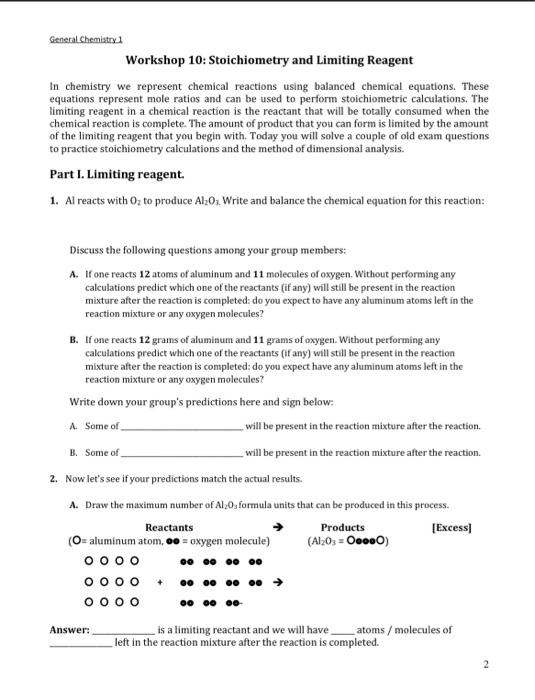 [Solved]: General Chemistry 1 Workshop 10: Stoichiometry an
