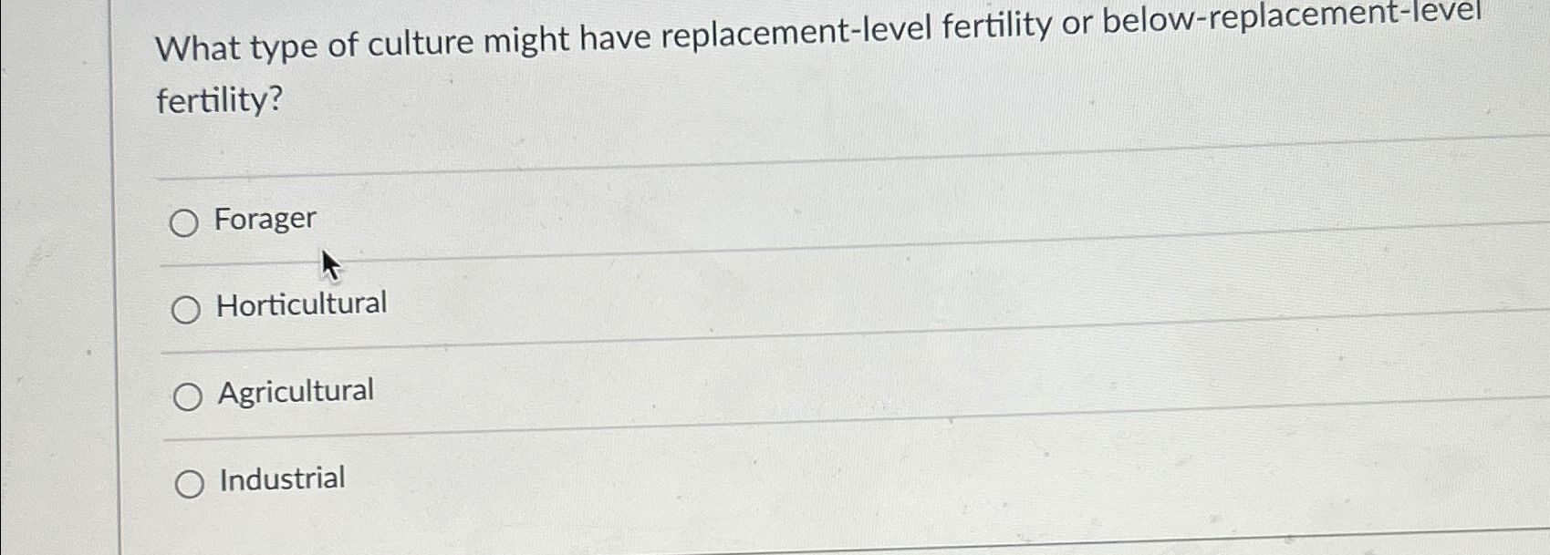 Solved What type of culture might have replacement-level | Chegg.com