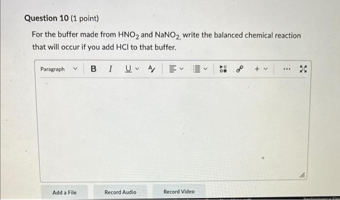 Solved For the buffer made from HNO2 and NaNO2, write the | Chegg.com