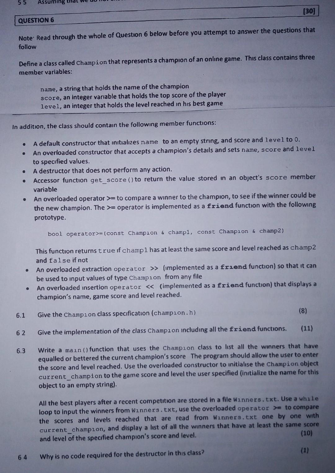 Solved Consider The Class Specification Interface For The