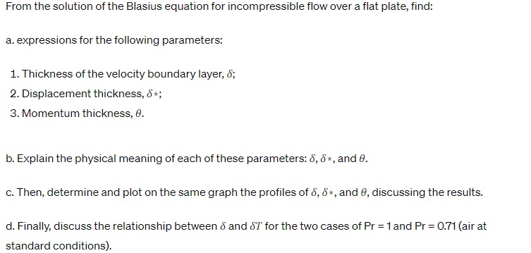 Solved 4 From The Solution Of The Blasius Equation For