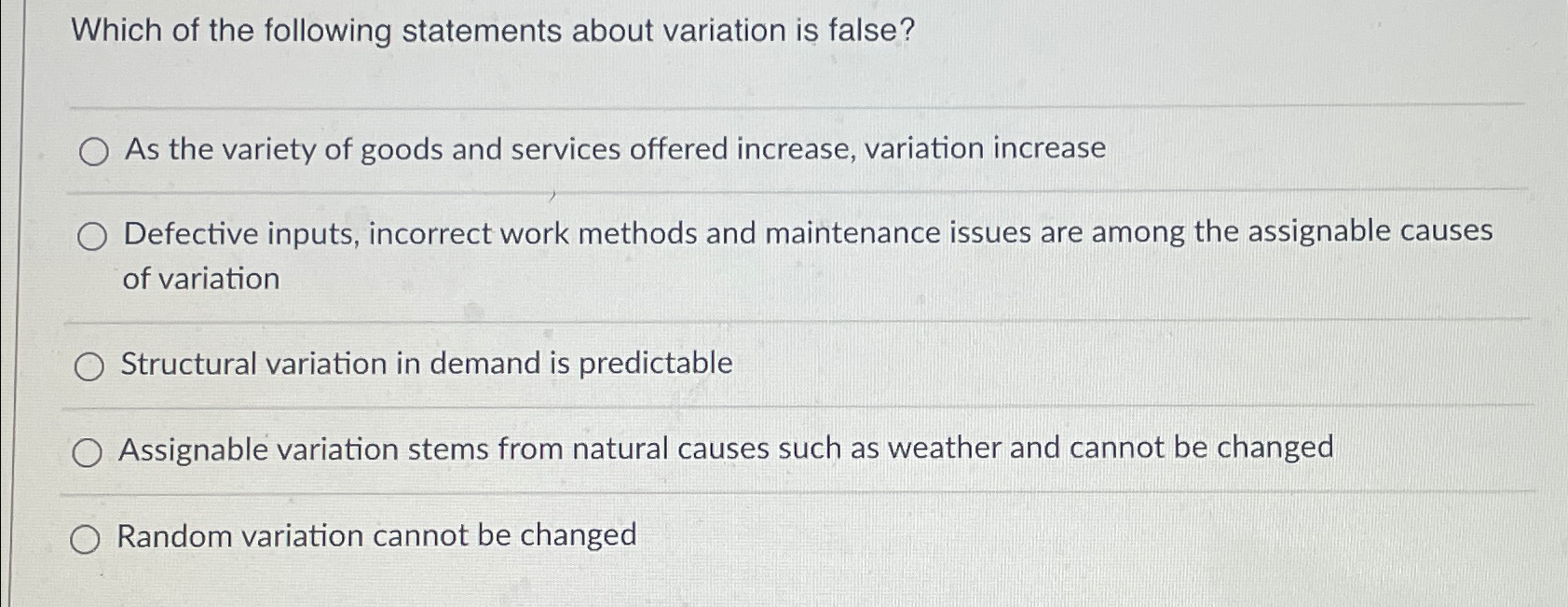Solved Which of the following statements about variation is | Chegg.com