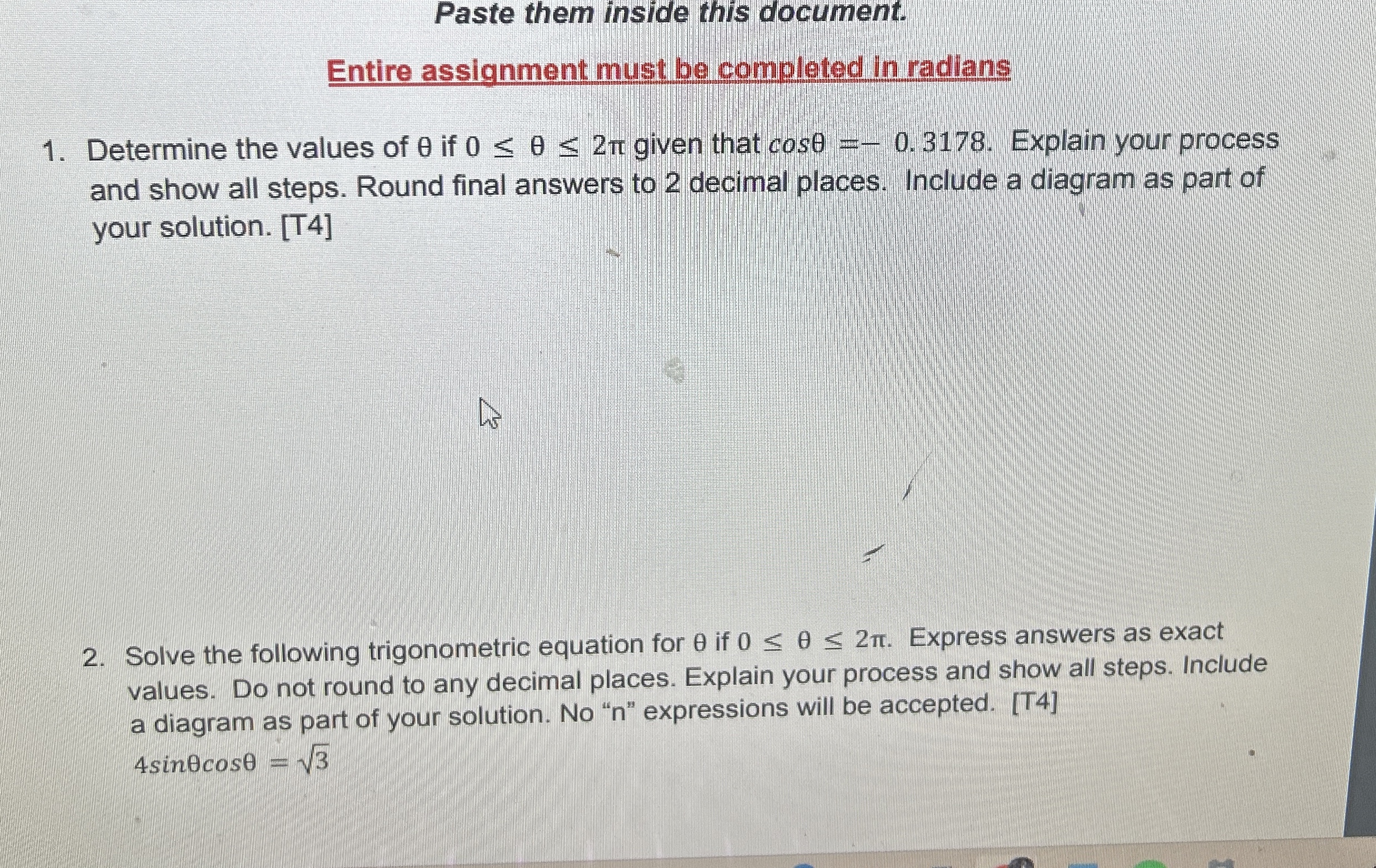 Paste them inside this document.Entire assignment | Chegg.com