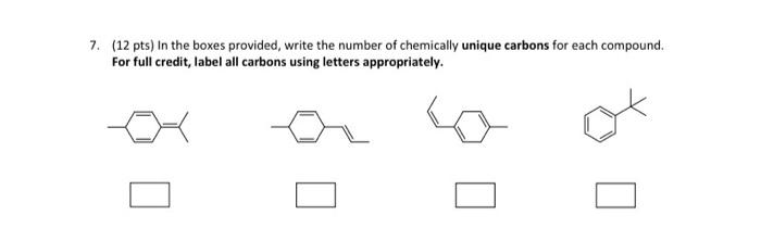 Solved (12 pts) In the boxes provided, write the number of | Chegg.com