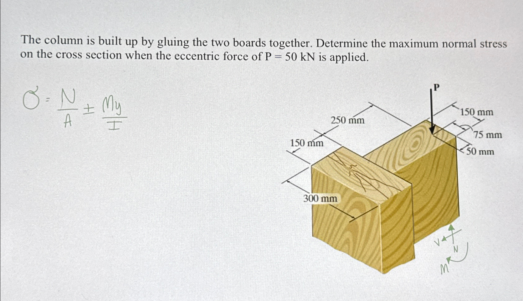 Solved The column is built up by gluing the two boards | Chegg.com