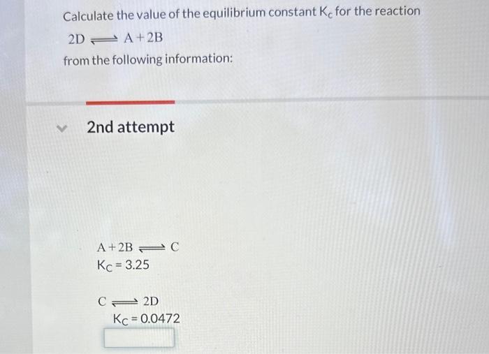 Solved Calculate the value of the equilibrium constant KC | Chegg.com