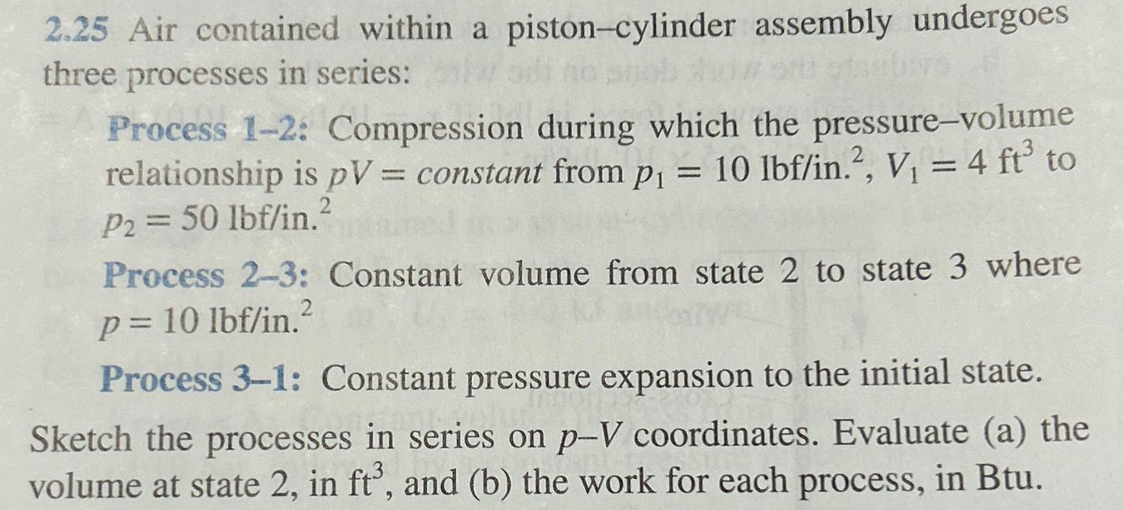 Solved 2.25 ﻿Air contained within a piston-cylinder assembly | Chegg.com