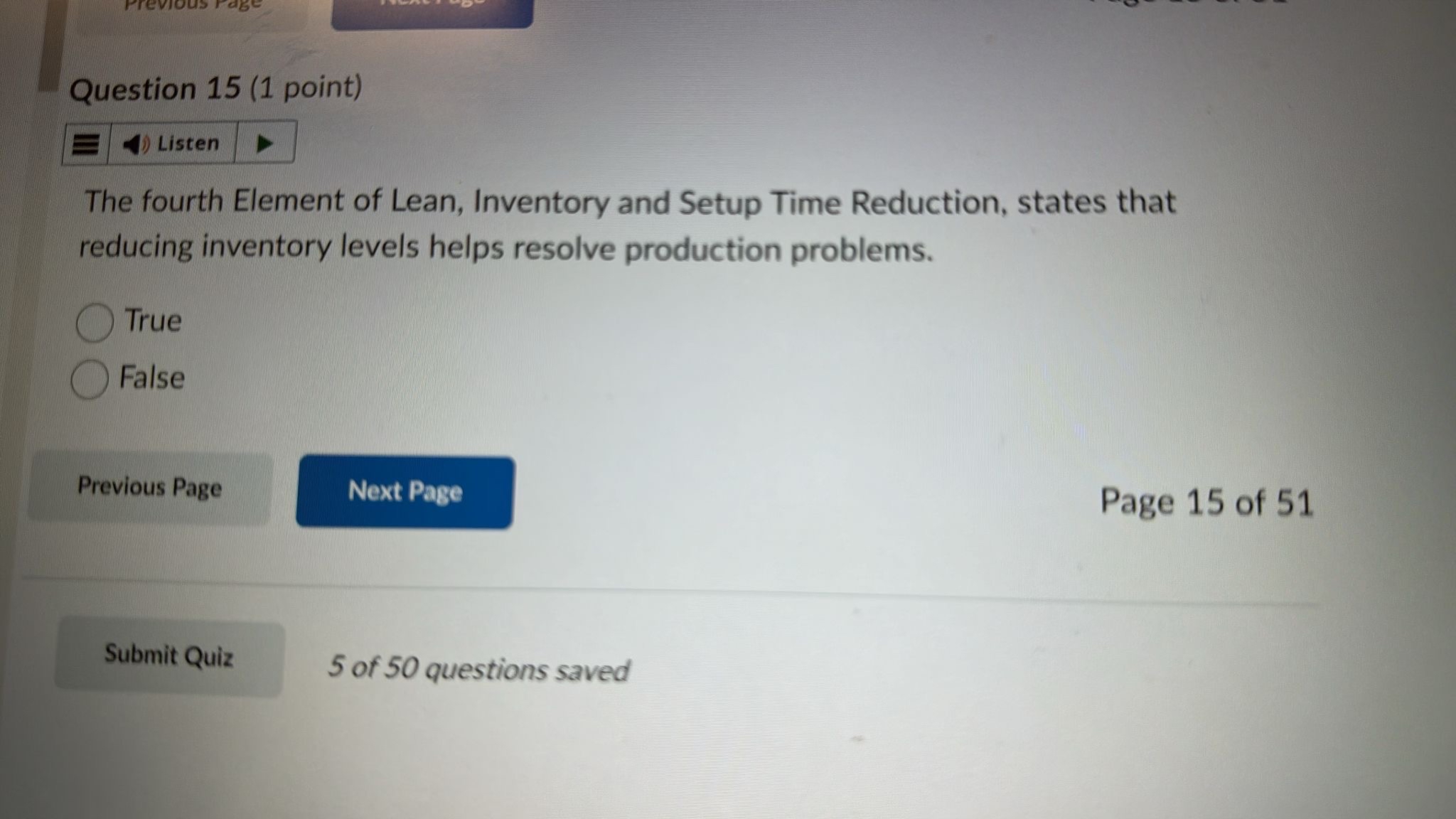 Solved Question 15 (1 ﻿point)The fourth Element of Lean, | Chegg.com