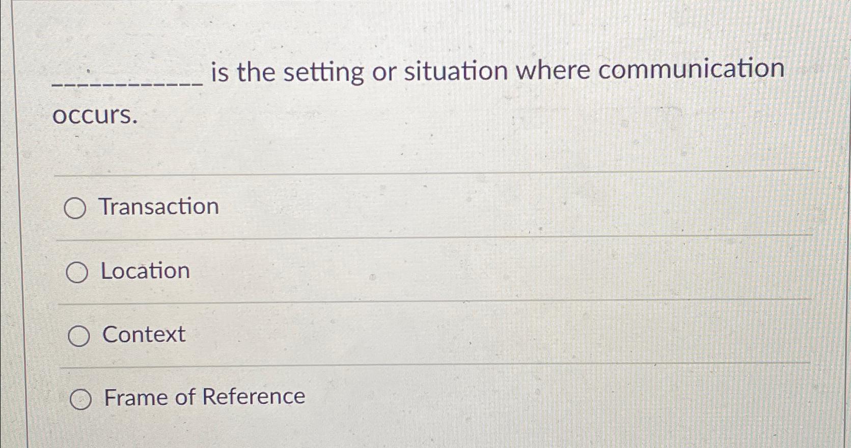 Solved is the setting or situation where communication | Chegg.com