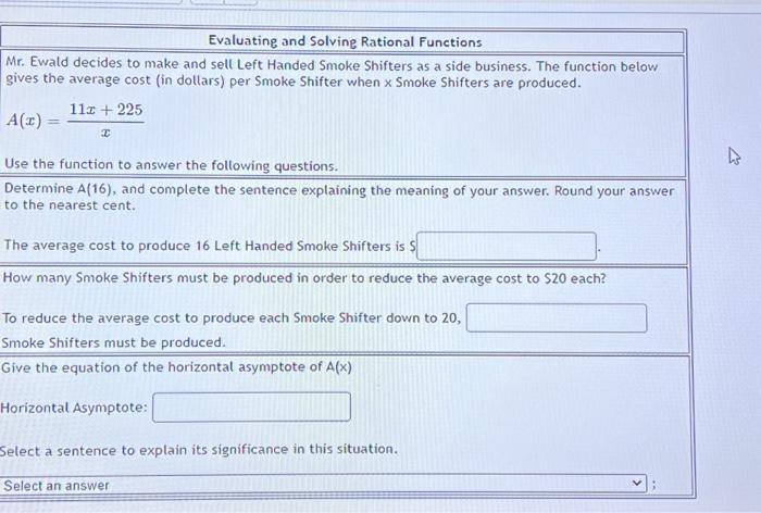 Solved Evaluating and Solving Rational Functions Mr. Ewald | Chegg.com