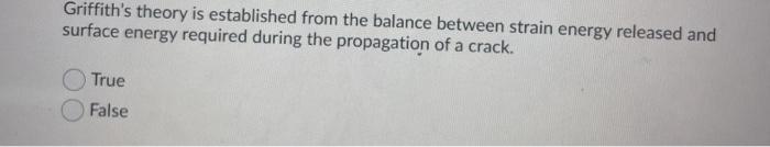 Solved Griffith's theory is established from the balance | Chegg.com