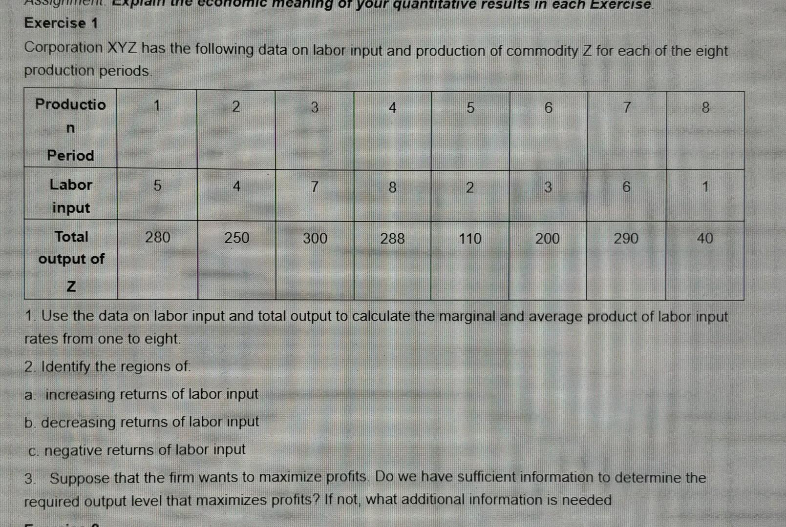 Solved Exercise 1 Corporation Xyz Has The Following Data On