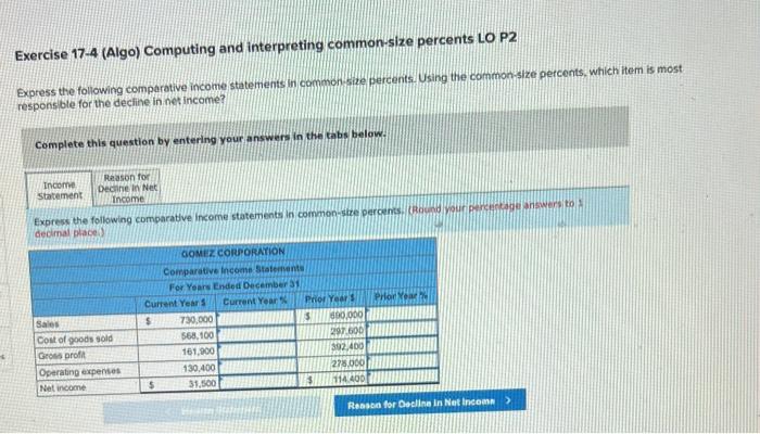 Solved Exercise 17-4 (Algo) Computing and interpreting | Chegg.com Solved Exercise 17-4 (Algo) Computing and interpreting | Chegg.com