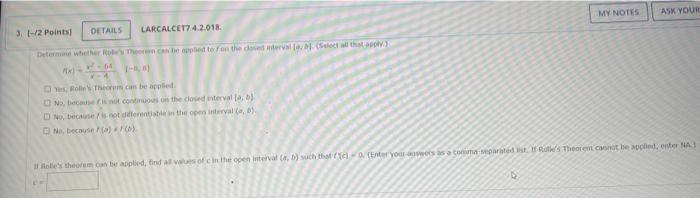 Determine Whether Rolles Theorem Can Be Applied To F