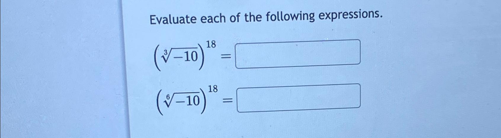 Solved Evaluate each of the following | Chegg.com
