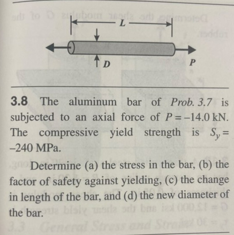 Solved 3.8 ﻿The aluminum bar of Prob. 3.7 ﻿issubjected to an | Chegg.com