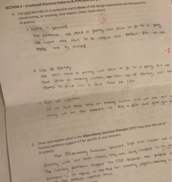 Solved SECTION 2 - Creational (Factory) Patterns & | Chegg.com