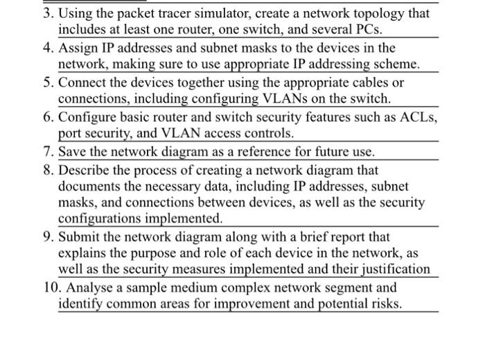Solved 3. Using the packet tracer simulator, create a | Chegg.com