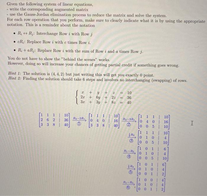 Solved Given the following system of linear equations, - | Chegg.com