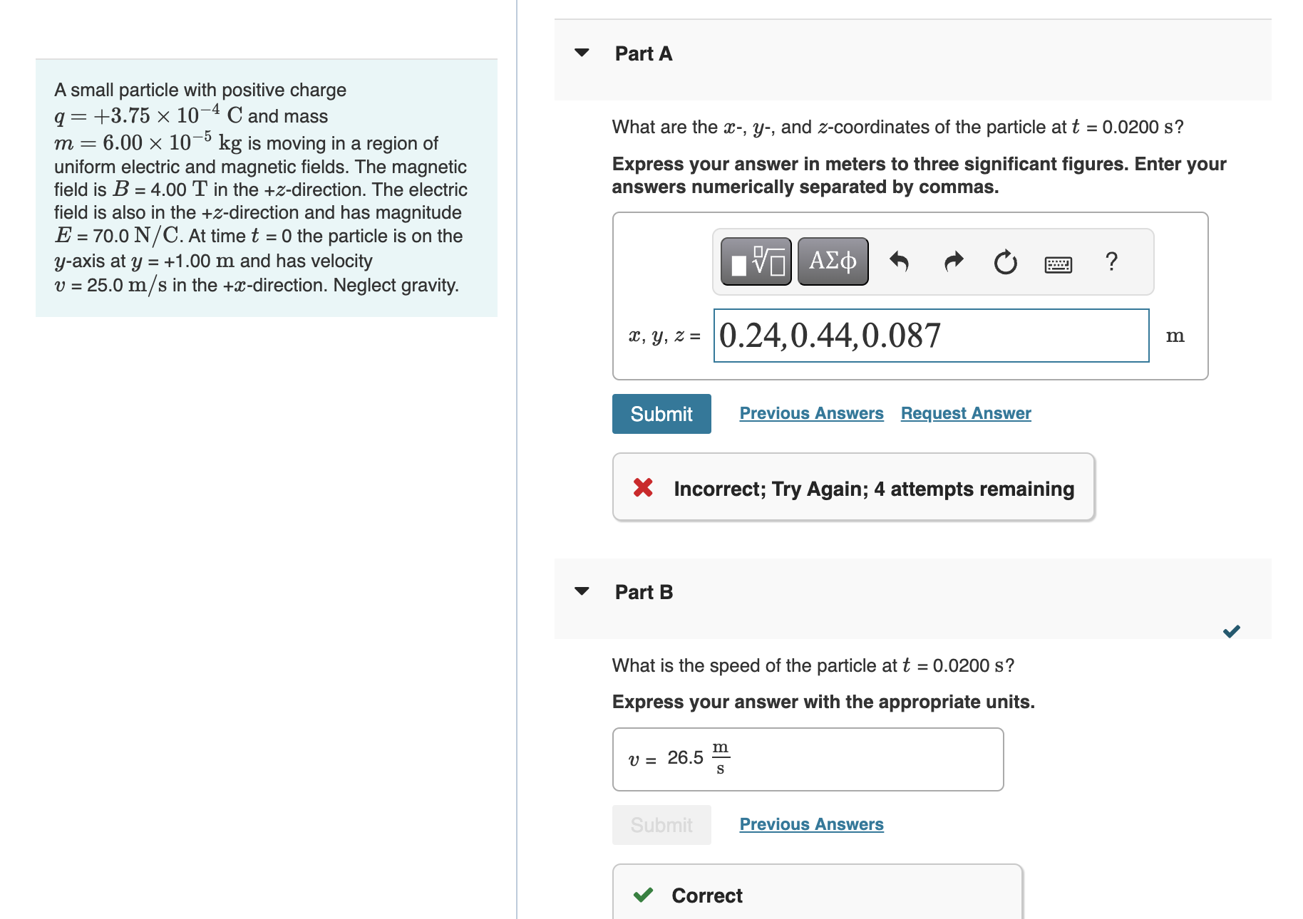 Solved A small particle with positive chargeq=+3.75×10-4C | Chegg.com