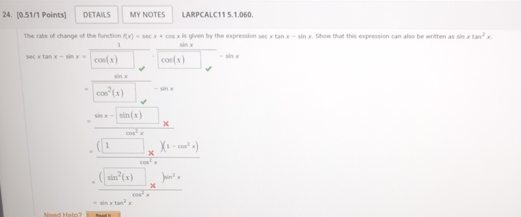 Solved [0.51/1 ﻿Points] ﻿LARPCALC11 5.1.060.The rate of | Chegg.com