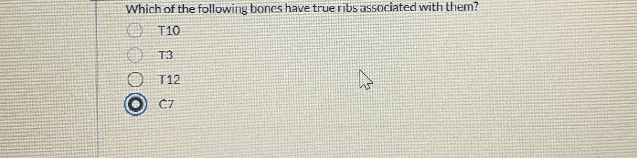 Solved Which of the following bones have true ribs | Chegg.com